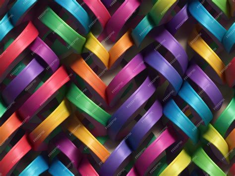 Premium Ai Image Seamless 3d Realistic Rainbow Ribbon Pattern Design