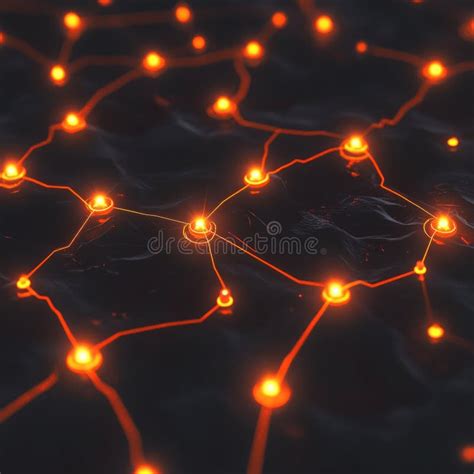 Glowing Orange Network On Dark Surface Depicting Digital Connectivity Stock Image Image Of