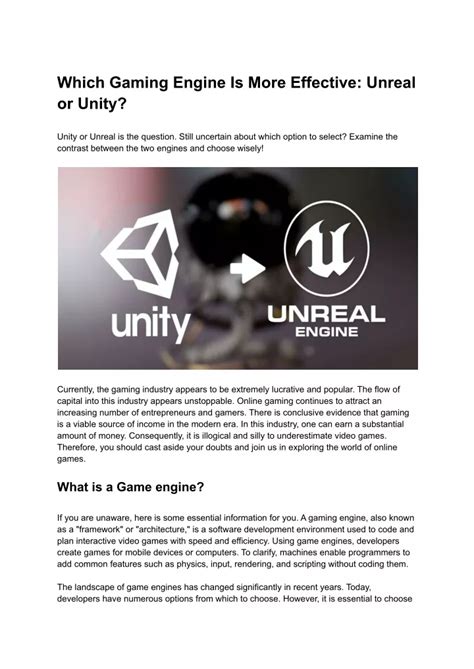 Ppt Which Gaming Engine Is More Effective Unreal Or Unity Powerpoint