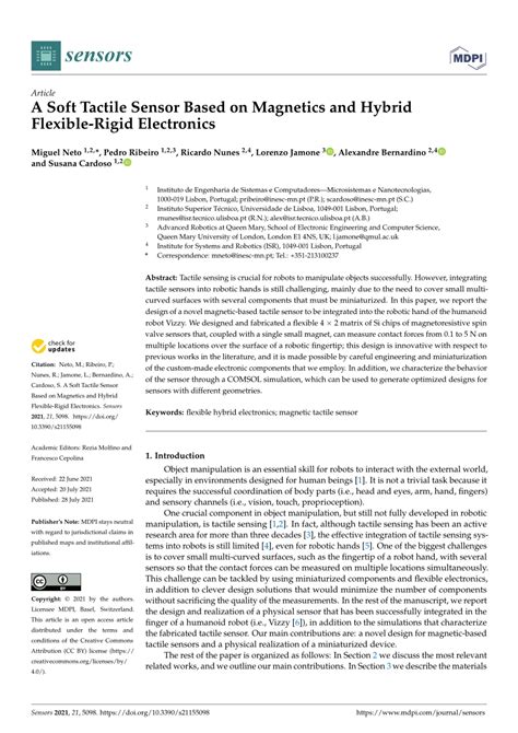 Pdf A Soft Tactile Sensor Based On Magnetics And Hybrid Flexible