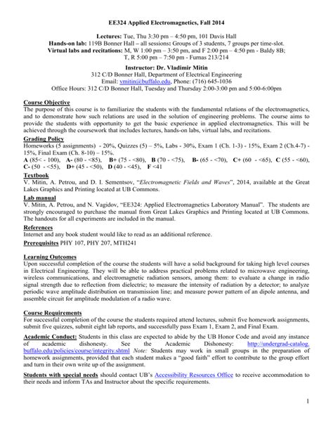 Syllabus Electrical Engineering
