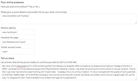 What Does A Good Application Look Like Artfinder Seller Support
