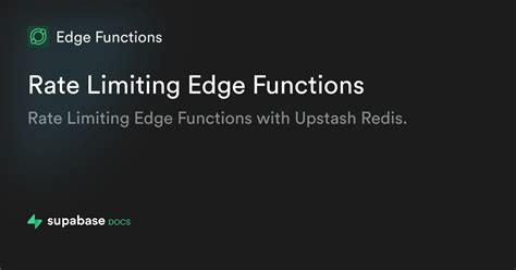 Rate Limiting Edge Functions Supabase Docs