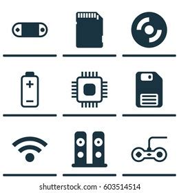 Set Computer Hardware Icons Includes Stock Vector Royalty Free Shutterstock
