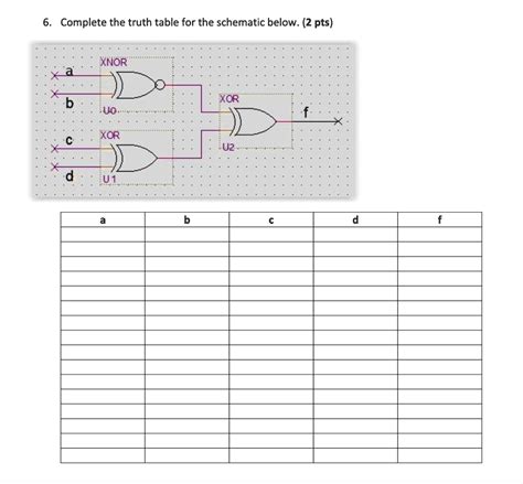 Solved 6 Complete The Truth Table For The Schematic Below 2 Pts