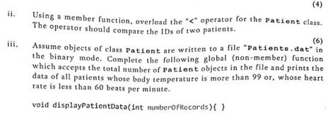 Solved Ii Using A Member Function Overload The