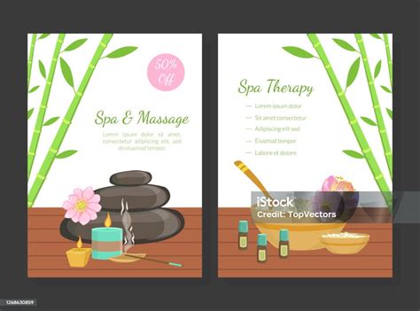 스파 및 마사지 스파 테라피 카드 템플릿 세트 뷰티 살롱 웰니스 센터 편안한 절차 스킨 케어 트리트먼트 프로모션 전단지 전단지