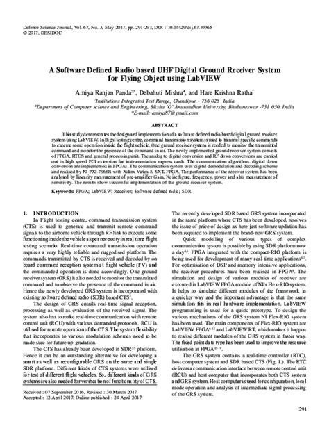pdf a software defined radio based uhf digital ground receiver system