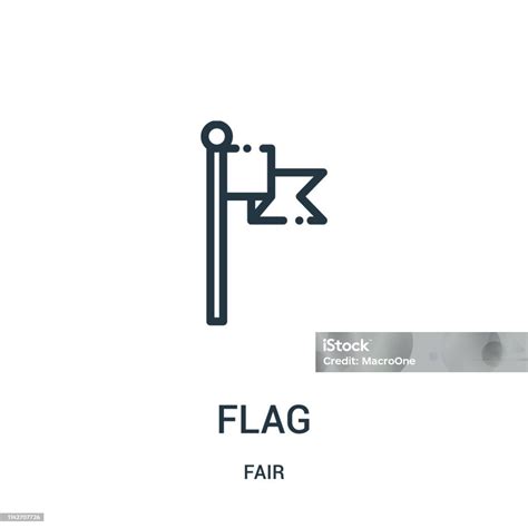 공정한 컬렉션에서 플래그 아이콘 벡터 얇은 라인 플래그 개요 아이콘 벡터 일러스트 레이 션입니다 웹 및 모바일 앱 로고 인쇄 미디어에 사용할 선형 기호입니다 0명에 대한