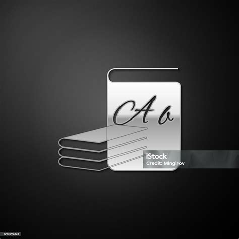 검은 색 배경에 고립 실버 Abc 책 아이콘 사전 책 기호입니다 알파벳 책 아이콘 긴 그림자 스타일 벡터 0명에 대한 스톡 벡터 아트 및 기타 이미지 Istock