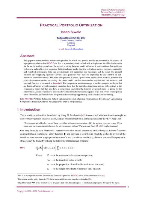 pdf practical portfolio optimization