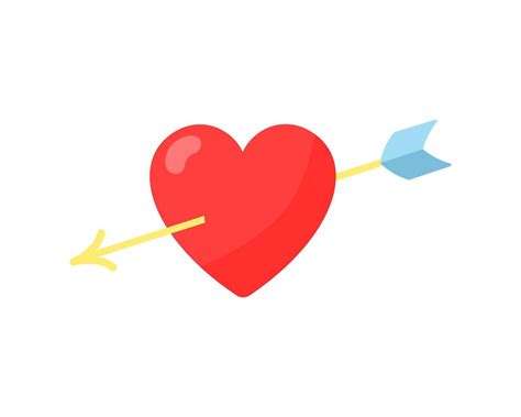 corazón atravesado por un icono plano de flecha día de san valentín y