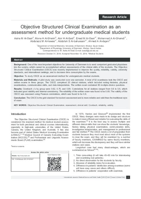 Pdf Objective Structured Clinical Examination As An Assessment Method