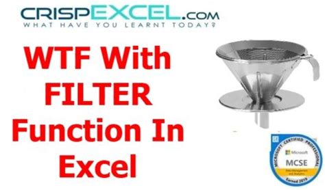 WAYS TO USE FILTER Function EXCEL CrispExcel Training Consulting