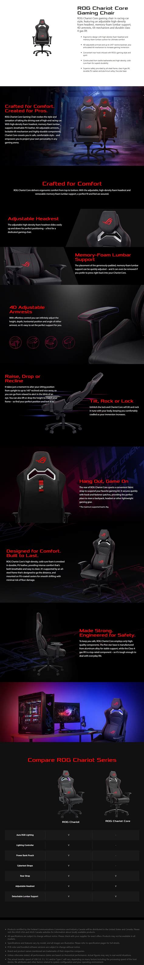 Asus Rog Chariot Racing Car Style Gaming Chair Black