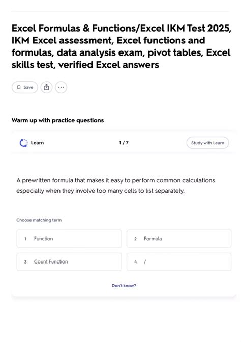 Excel Formulas And Functions Excel Ikm Test 2025 Ikm Excel Assessment Excel Functions And