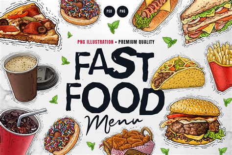 Fast Food Menu Illustration Graphic By Roompoetliar · Creative Fabrica
