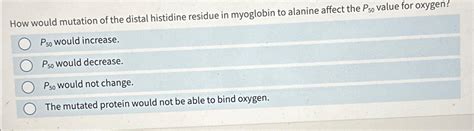 Solved How Would Mutation Of The Distal Histidine Residue In