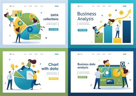 premium vector set flat 2d concepts business data analysis analytics