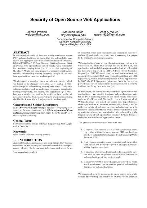 Pdf Security Of Open Source Web Applications