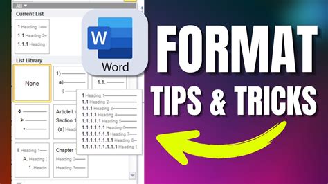 Microsoft Word Multilevel Lists Formatting Tips And Tricks Youtube