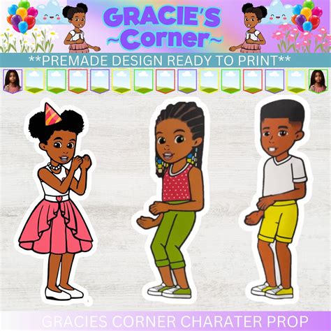 Gracies Corner Character Prop Printable Digital Ready To Print Party Favor Template