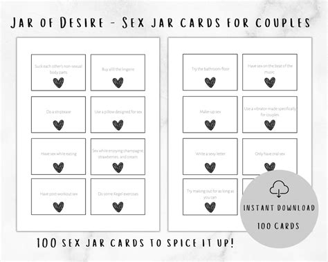 Jar Of Desire Sex Jar Cards For Couples Intimacy Game Printable 100 Sex Jar Idea Cards To