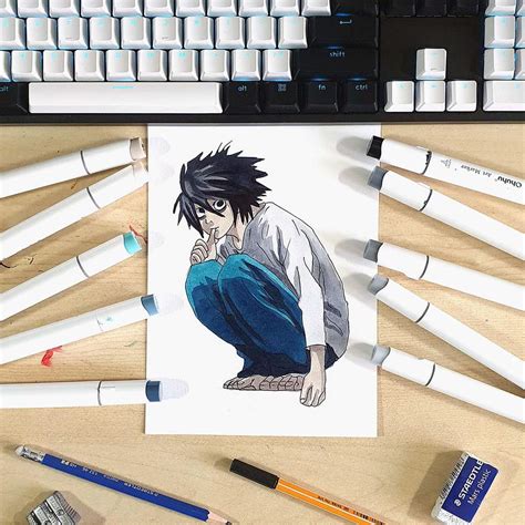 How To Draw L From Death Note In 10 Simple Steps