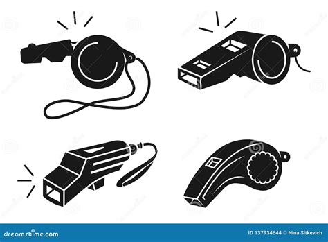 Whistle Icons Set Simple Style Stock Vector Illustration Of Blow Fitness 137934644