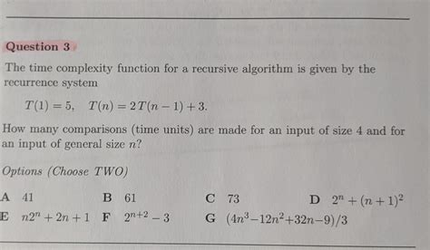 solved question 3 the time complexity function for a
