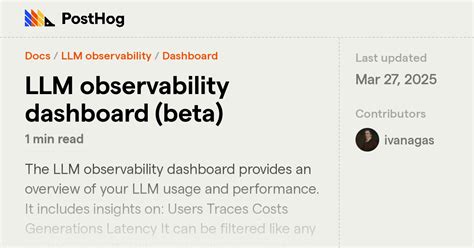 Llm Observability Dashboard Beta Docs Posthog