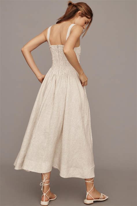 Reformation Balia 리넨 미디 드레스 앤트로폴로지 한국 공식 스토어 유니크한 여성 패션 및 라이프스타일 편집샵 200개이상의 프리미엄 브랜드 여성 의류