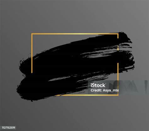 골든 프레임 블랙 벡터 브러쉬 선입니다 사각 프레임 또는 텍스트에 대 한 배경입니다 금 금속에 대한 스톡 벡터 아트 및 기타