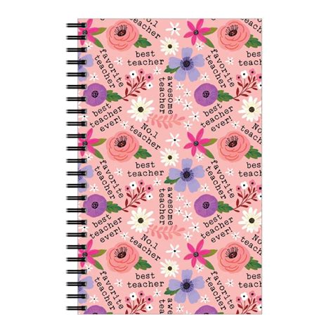 Pretty Best Teacher Floral Pink Notebook Shutterfly