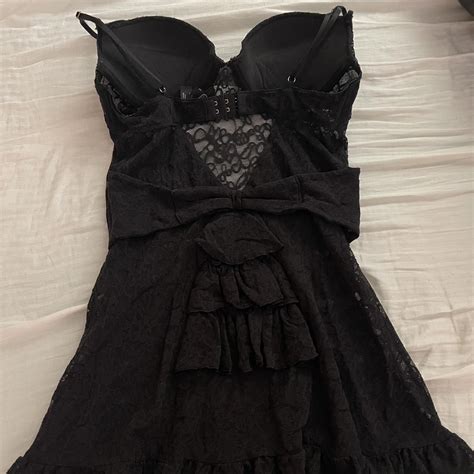 Black Lace Corset Dress With Bow Detail Size Small Vs Depop