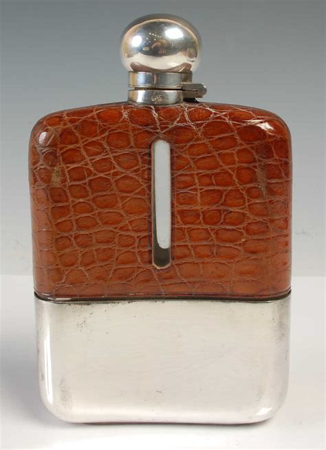 Lot 510 A Silver Plated Spirits Flask With Brown