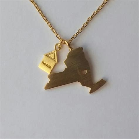 Gold New York State Necklace