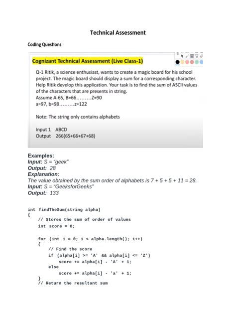 technical assessment coding questions pdf
