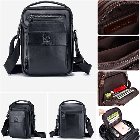 남성용 탑 레이어 소가죽 정품 가죽 숄더백 방수 크로스 바디 여행 슬링백 메신저 팩 Aliexpress