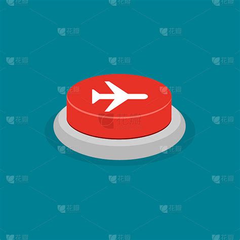红色面按钮。旅行的概念。对象矢量图