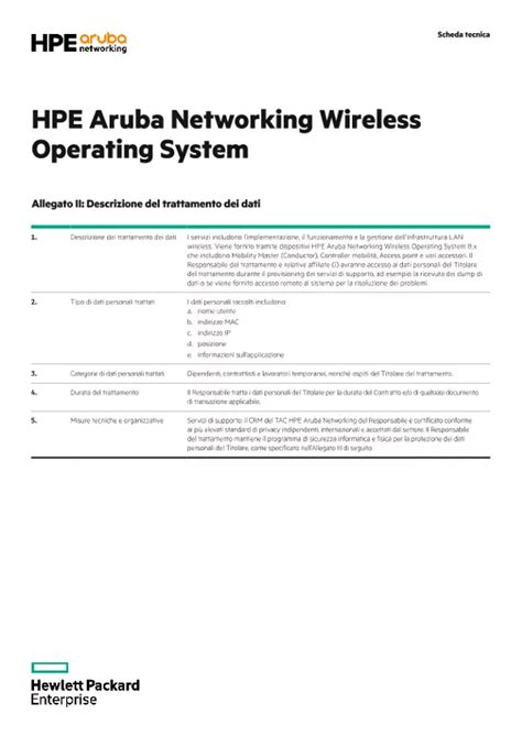 Allegato Ii E Iii Di Hpe Aruba Networking Wireless Operating System