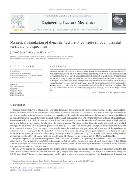 pdf numerical simulation of dynamic fracture of concrete through