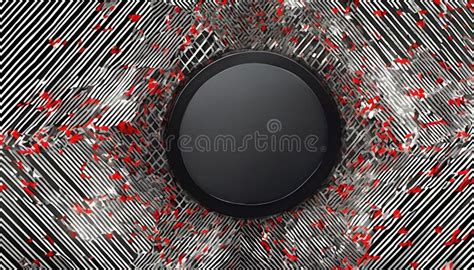 Abstract Circular Void With Dynamic Striped And Red Dot Pattern Stock