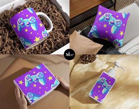 Joystick Seamless Pattern Video Game Controller Digital Paper 80s