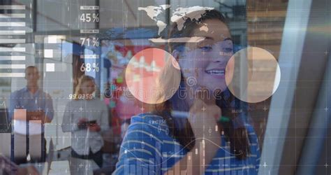 Image Of Data Processing Over Diverse Business People Taking Notes