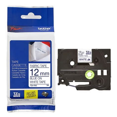 Brother Tze Fa Fabric Tape Blue On White Mm