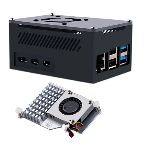 52pi Raspberry Pi 5 Aluminum Case Black Brick Enlosure With Cooling Fan
