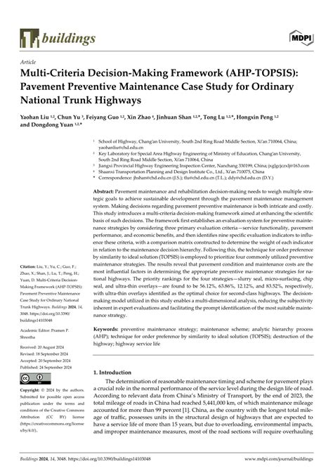 Pdf Multi Criteria Decision Making Framework Ahp Topsis Pavement Preventive Maintenance