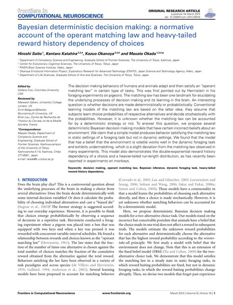 Pdf Bayesian Deterministic Decision Making A Normative Account Of