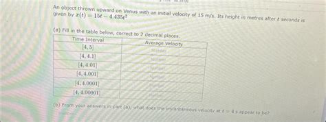 solved an object thrown upward on venus with an initial